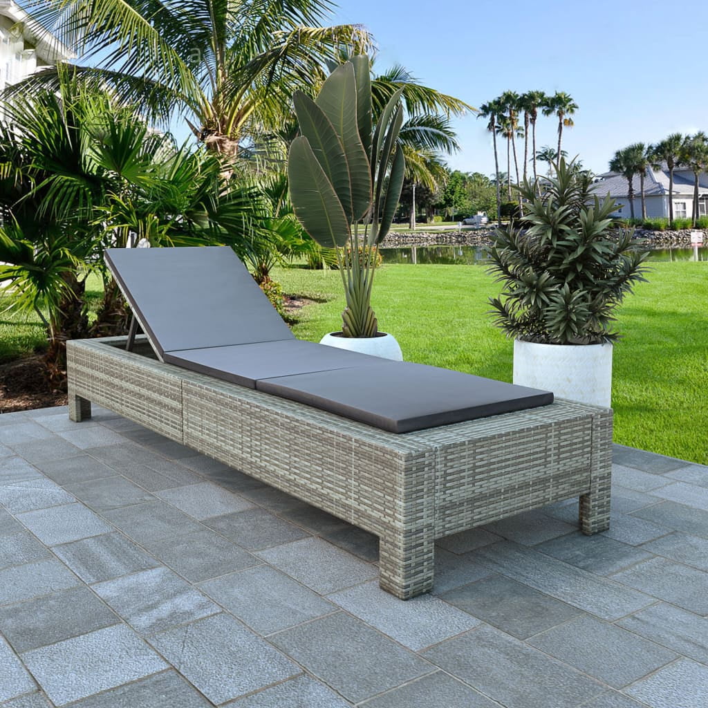 Rattan Chaise Lounge Stool Veryke Outdoor Patio Wicker Chaise Lounge ...