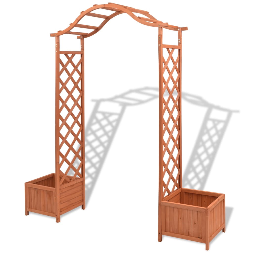 Veryke Outdoor Wooden Arch Garden Trellis with Planter Box for Flower ...