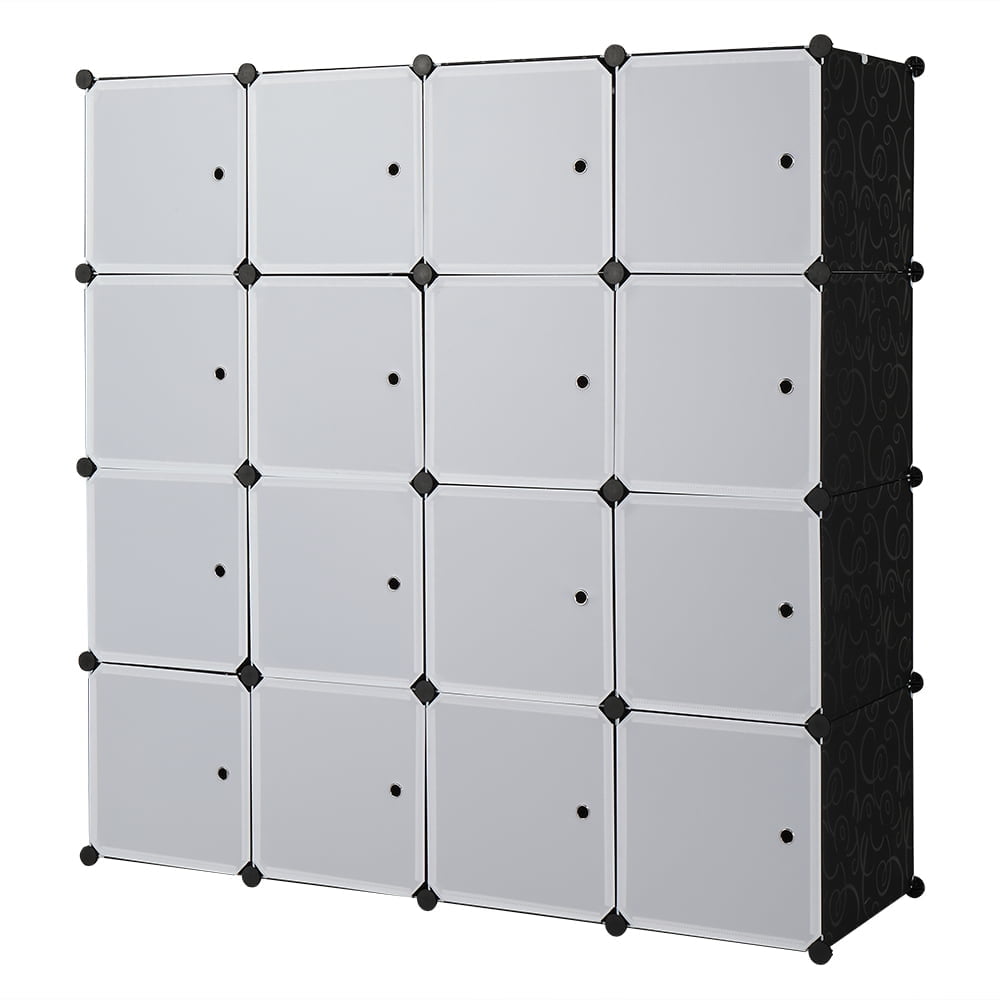 Veryke Portable DIY 16 Cube Storage Organizer Clothes Wardrobe Cabinet ...