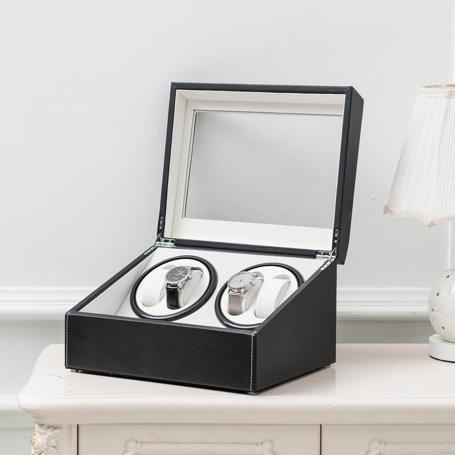 Veryke Watch Box, Double Watch Winder, Automatic Rotation Watch Jewelry ...
