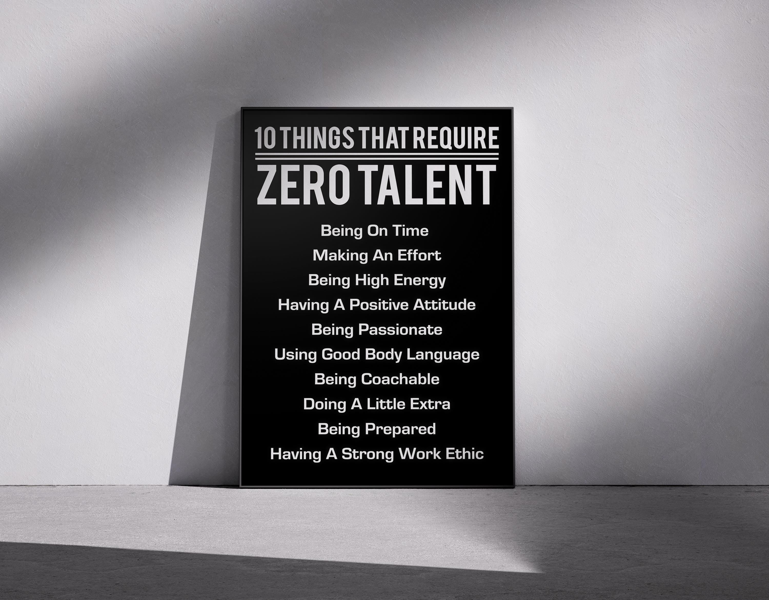 Vesco 10 Things That Require Zero Talent Poster – Motivational Wall Art ...