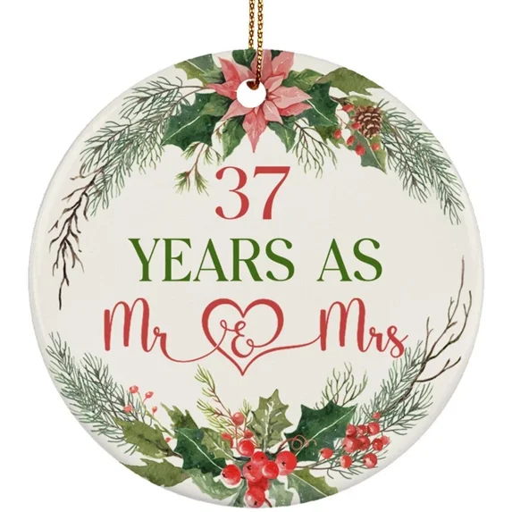 Vesco 37th Wedding Anniversary Ornament 37 Years As Mr And Mrs Wreath ...