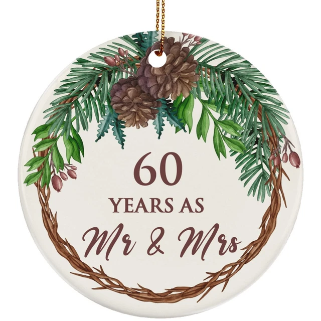 Vesco 60 Years As Mr & Mrs 2025 Ornament 60th Anniversary Flower Wreath ...