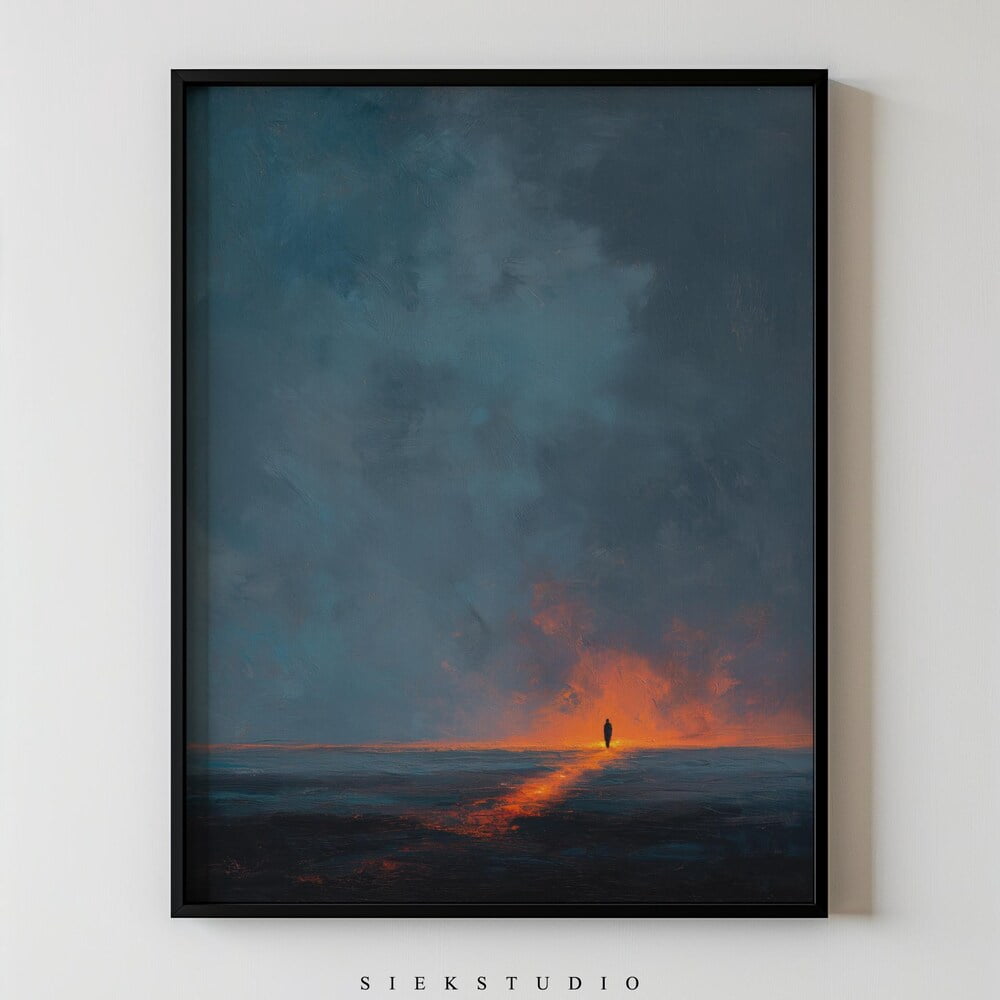 Vesco Abstract Figure Glowing Horizon Minimalist Dark Poster, 12x18 ...
