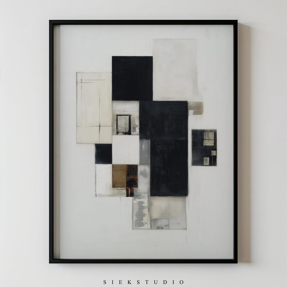 Vesco Abstract Geometric Minimalist Neutral Block Black and White ...