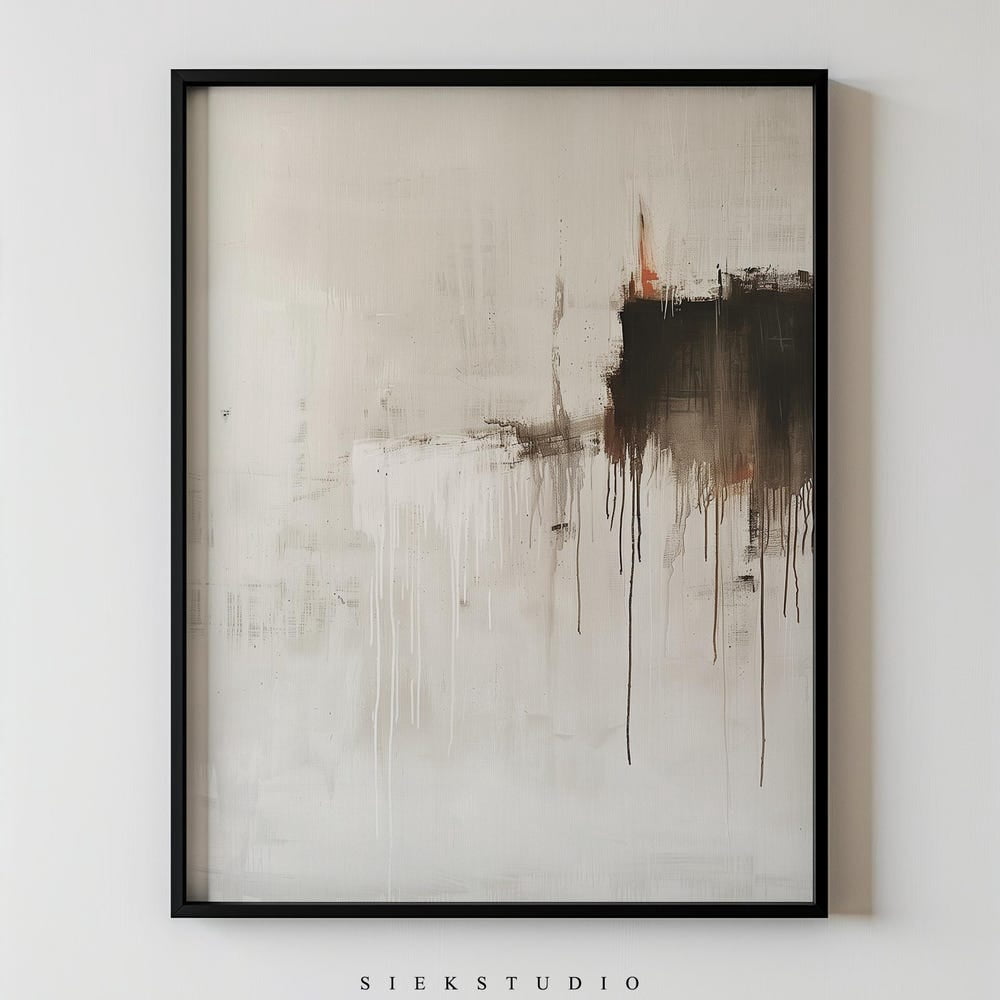 Vesco Abstract Minimalist Expressionism Neutral Black Poster, 8x12 ...