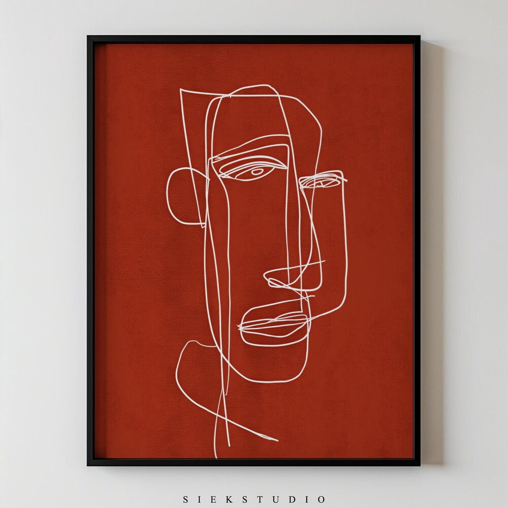 Vesco Abstract Red and White Face Poster, 8x12 UNFFRAMED - Walmart.com