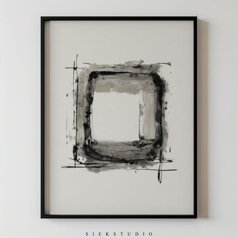 Vesco Abstract Square Line Art Black Ink Minimalist Poster, 16x24 ...