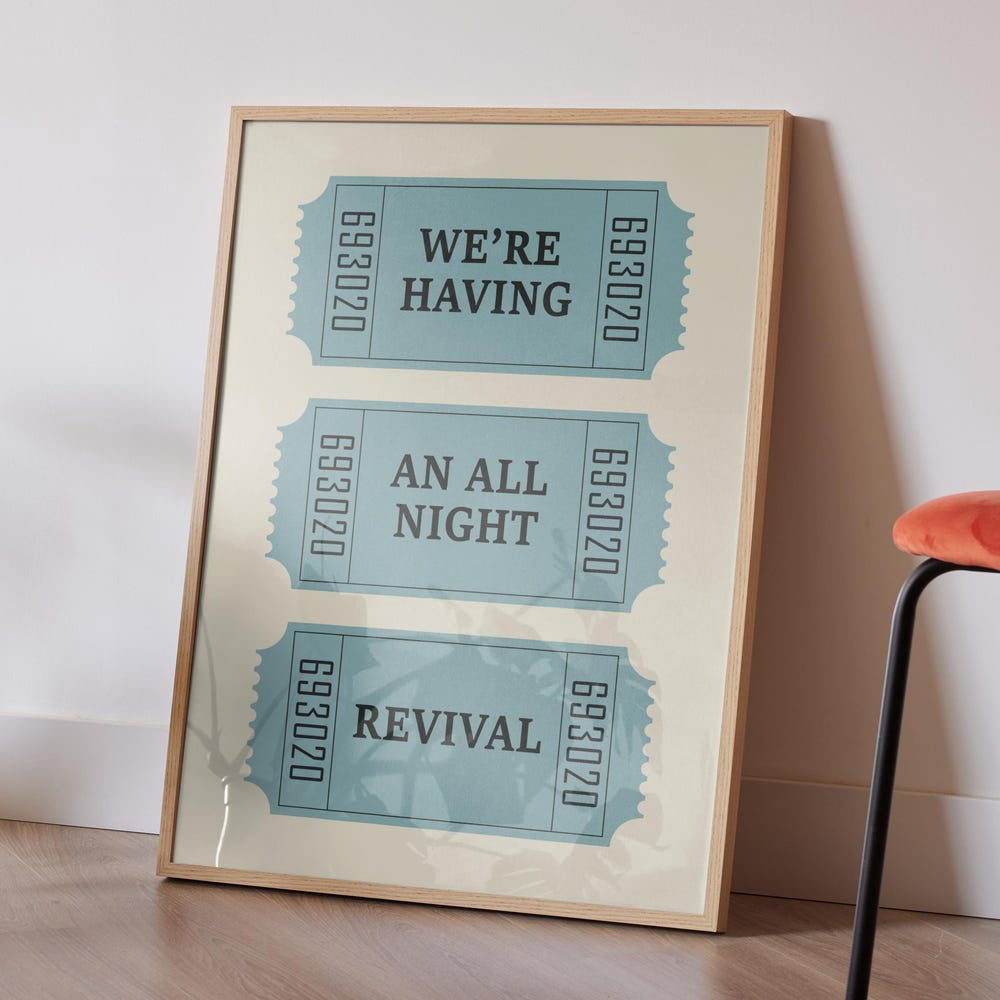 Vesco All Night Revival Ticket Stub Poster: Country Music Lyric Western ...