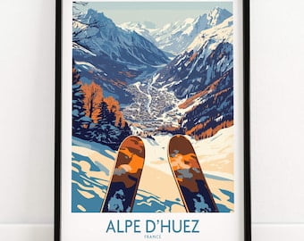 Vesco Alpe d'Huez Art Print Alpe d'Huez Travel Print Wall Art Alp ...