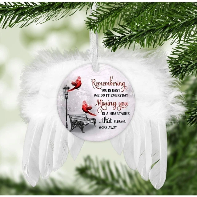 Vesco Angel Wing Feather Cardinal Missing You White Christmas Tree ...