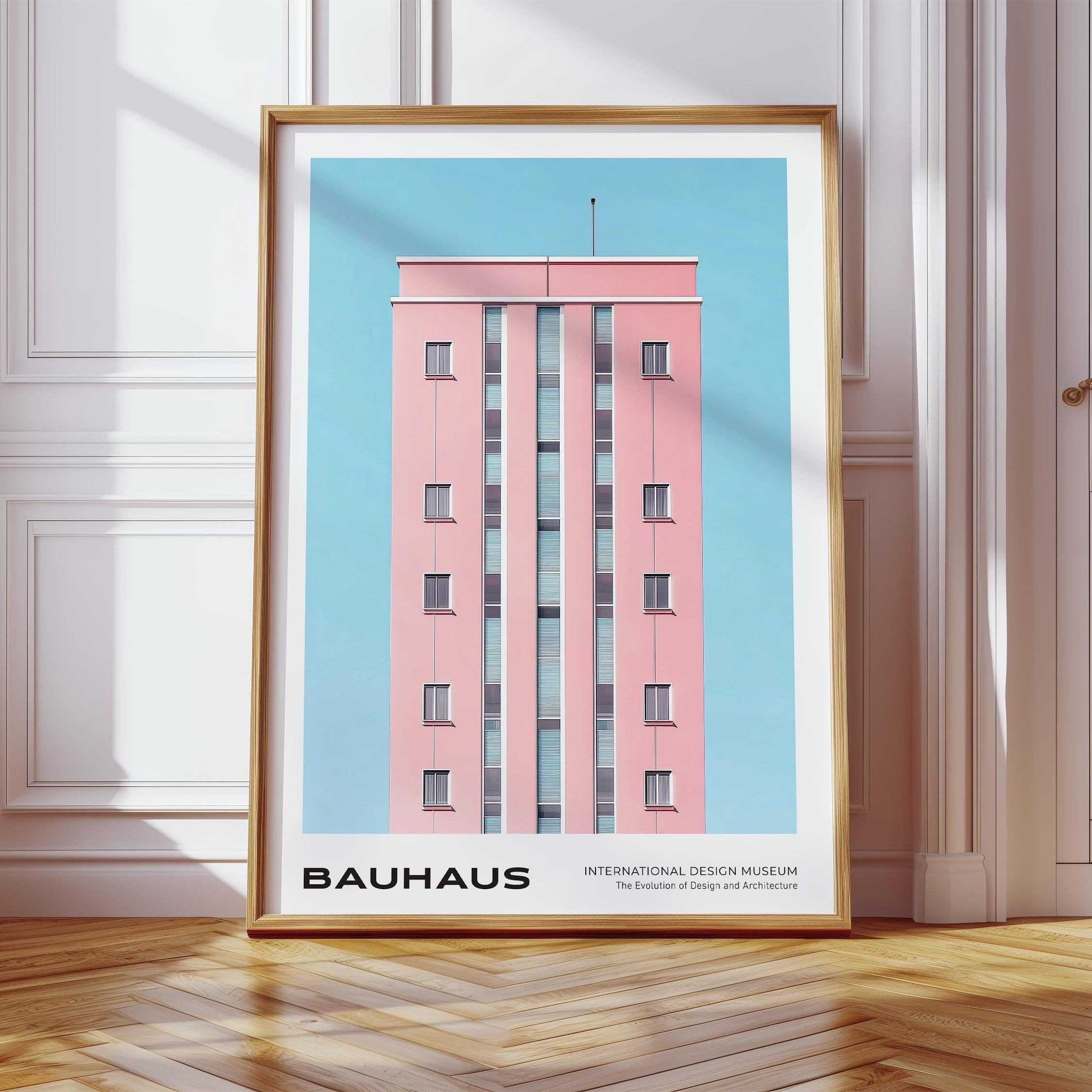 Vesco Architecture Art Prints Blue And Pink Bauhaus Style Building ...