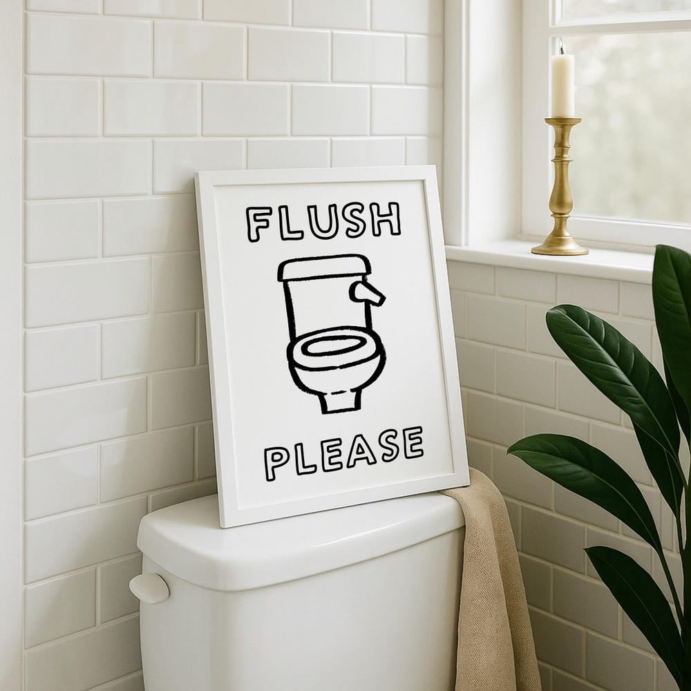 Vesco Bathroom Print Flush Please Wall Art, Quirky Toilet Sign, Guest ...