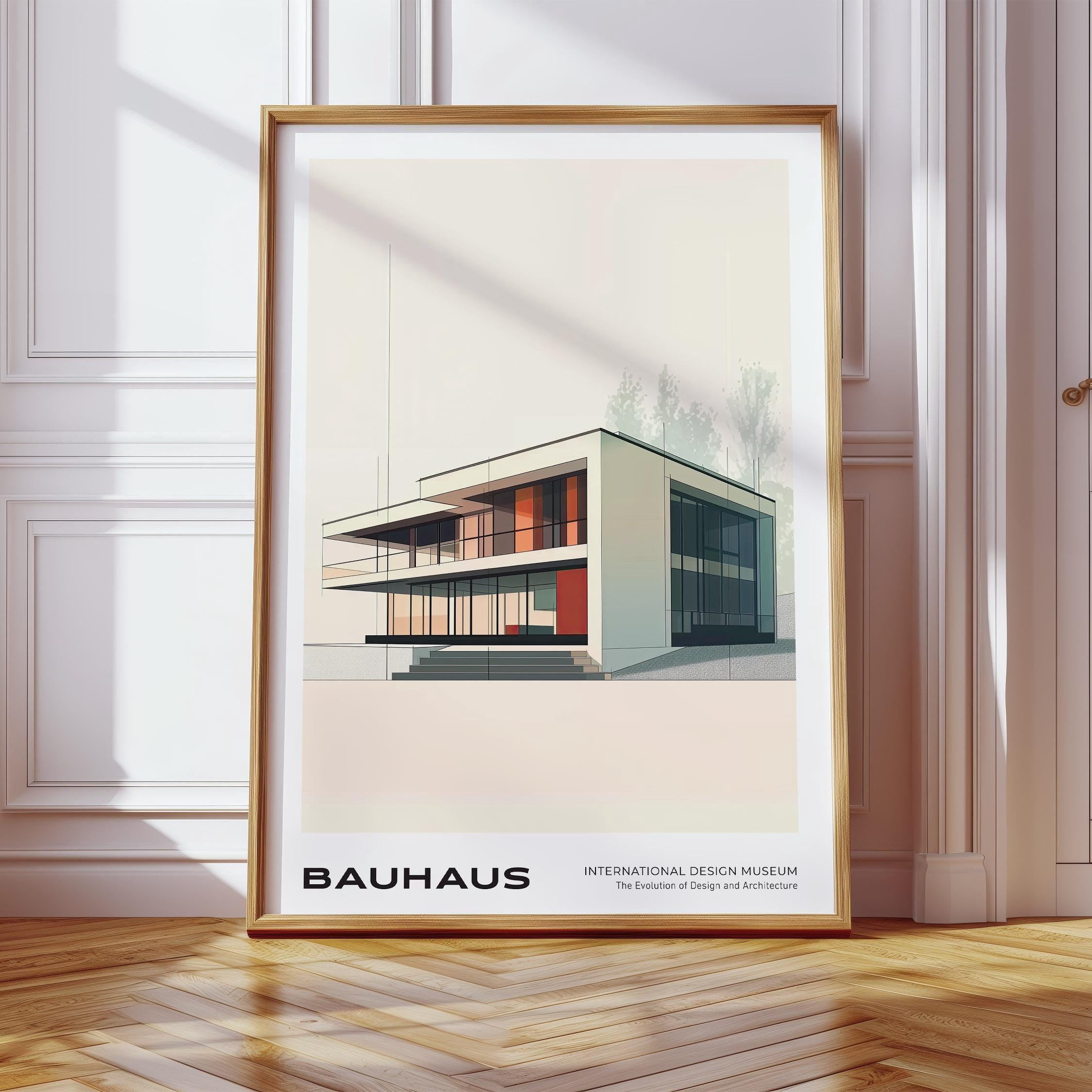 Vesco Bauhaus Architecture Poster Modernist House Print With Glass ...
