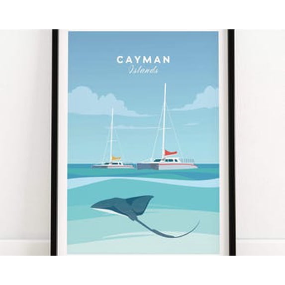 Vesco Cayman Islands Poster Tropical Island Print Wall Art, 12x18 ...
