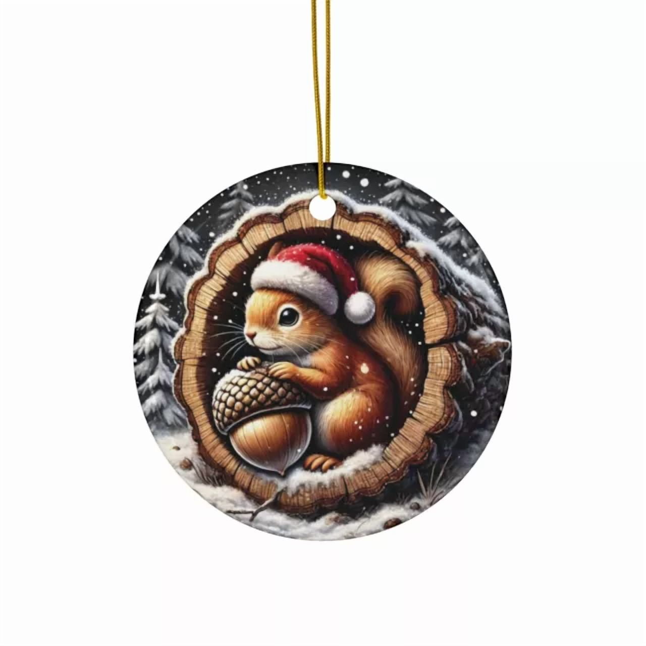 Vesco Ceramic Christmas Ornament Santa Squirrel with Acorn, Winter ...