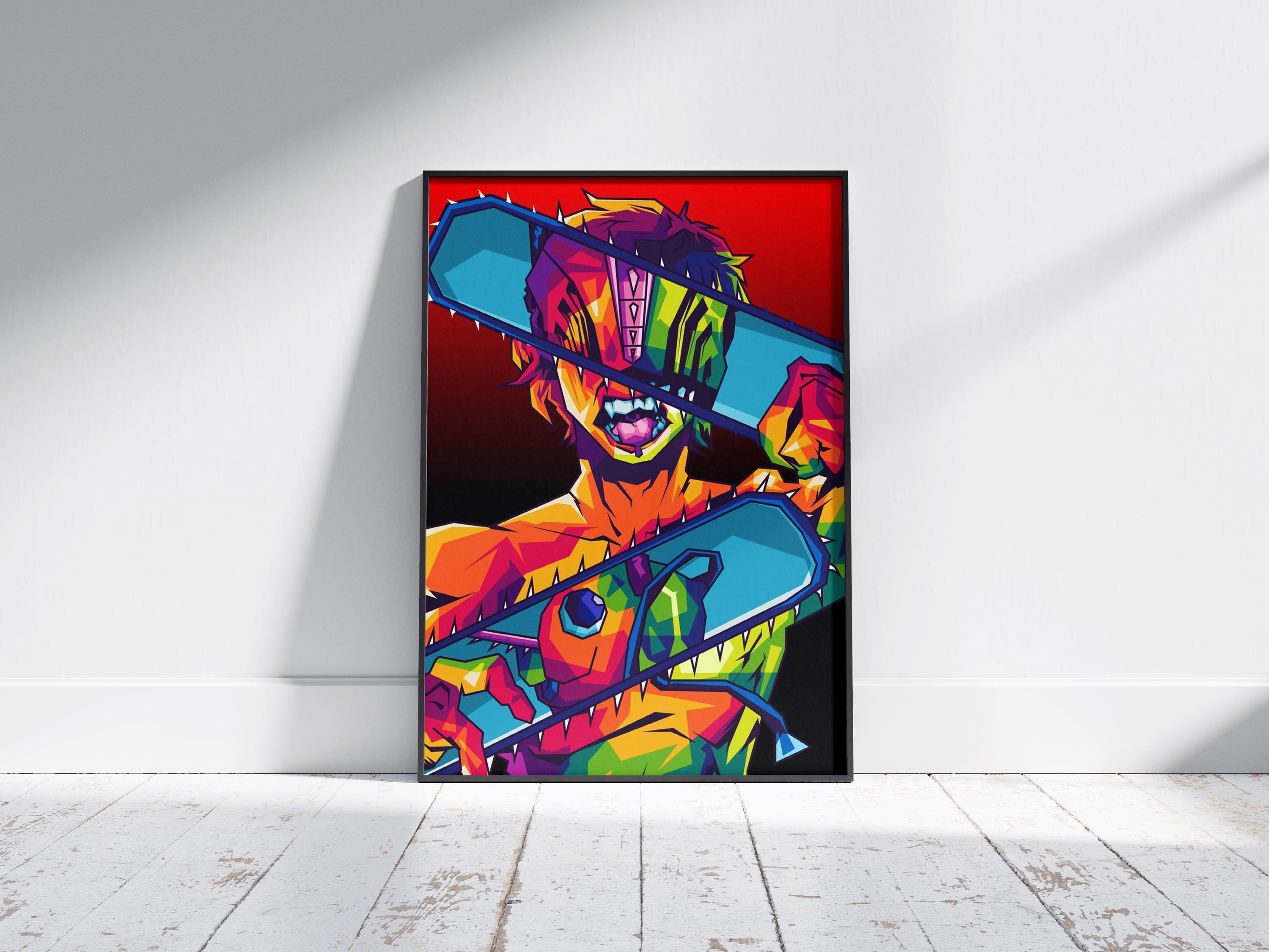 Vesco Chainsaw Man Anime Artwork Print, Denji Manga Minimalist Japanese ...