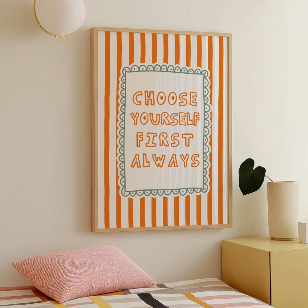 Vesco Choose Yourself First Always Print: Striped Affirmation Wall Art ...