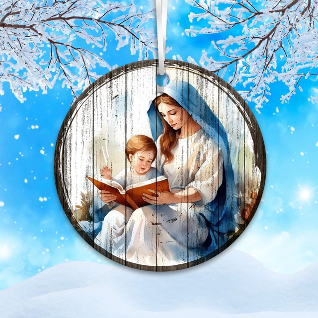 Vesco Christmas Nativity Ceramic Ornament - Christian Bauble Mother ...