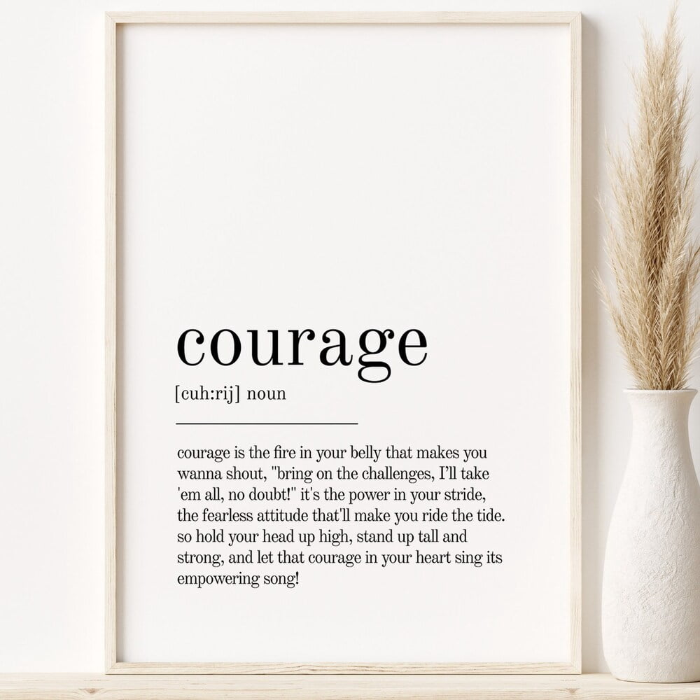 Vesco Courage Definition Print, Presents Present, Wall Art Prints ...