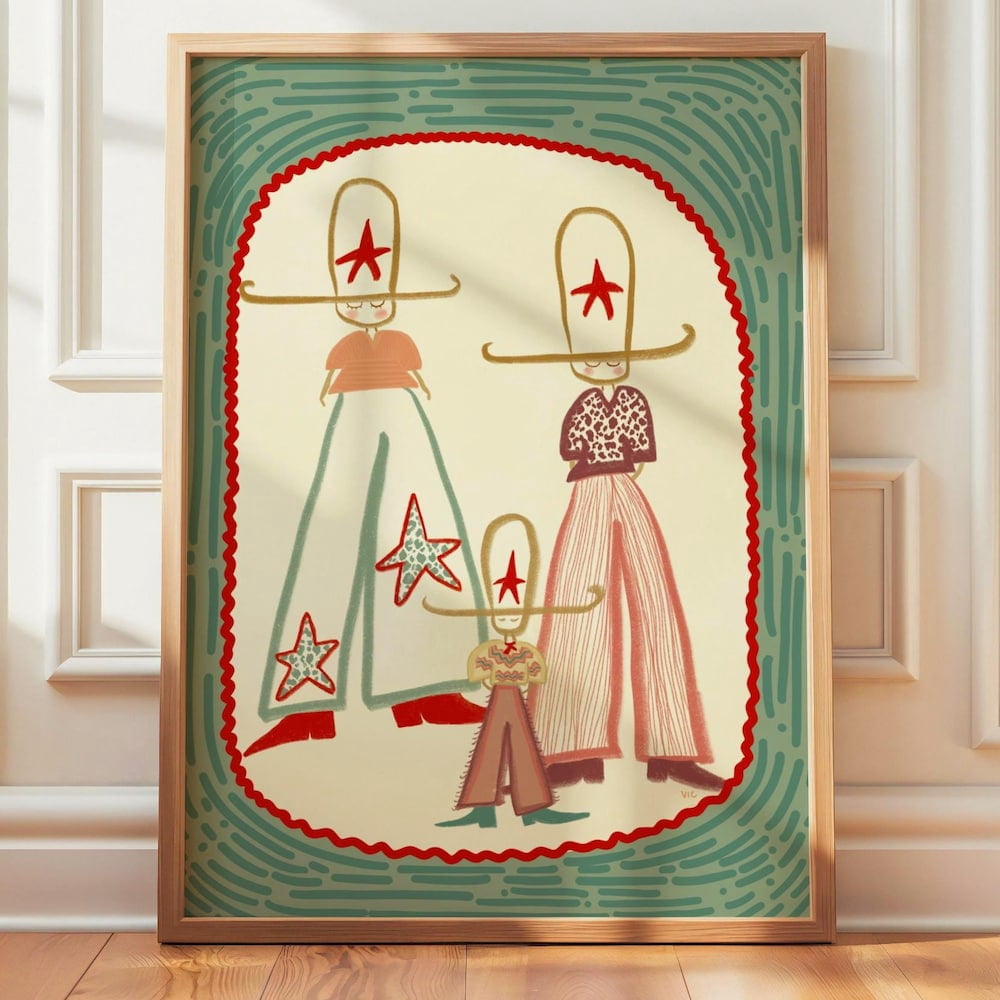 Vesco Cowboy Family Western Style Retro Midcentury Boho Poster, 24x36 ...