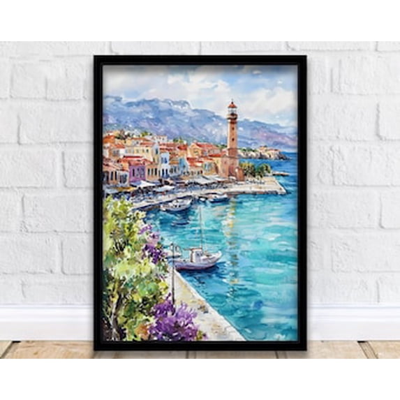 Vesco Crete Greek Island Art Print Mediterranean Landscape, 8x12 ...