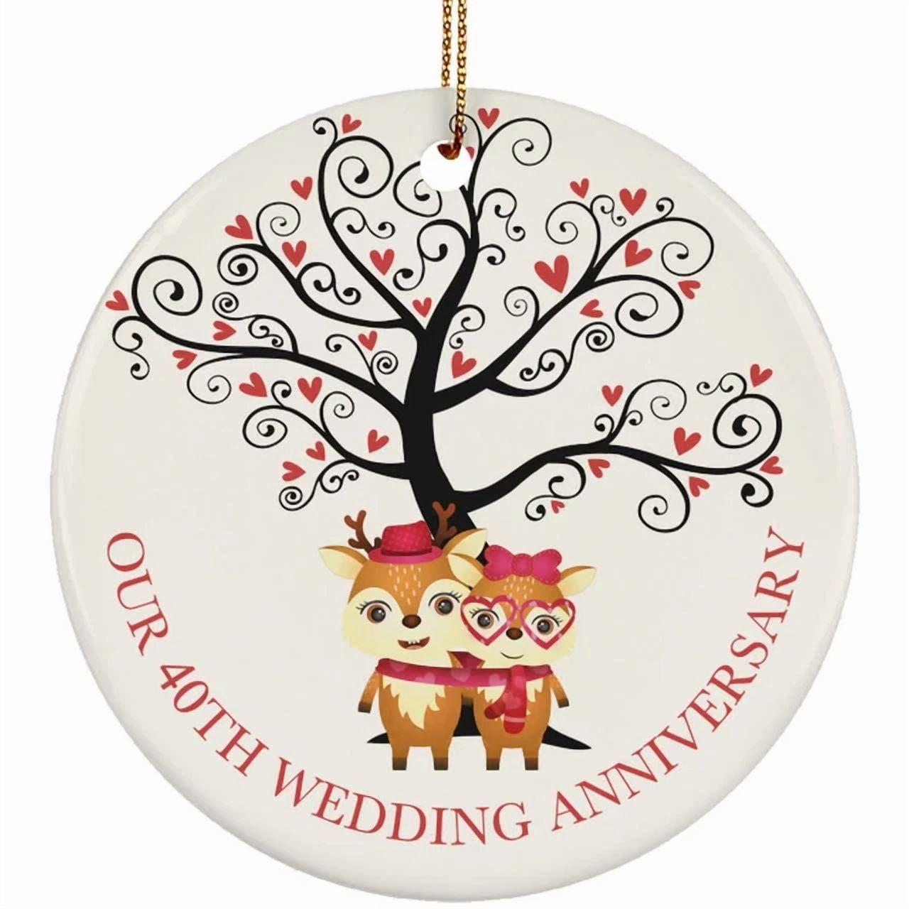 Vesco Cute Deer Couple 40 Years Ornament Our 40th Wedding Anniversary ...