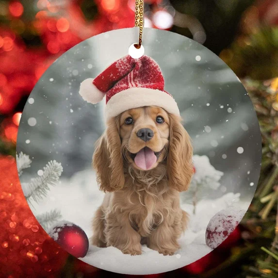 Vesco Cute English Cocker Spaniel Dog Santa Hat Winter Christmas ...