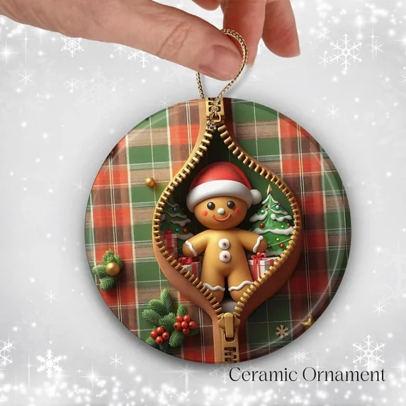 Vesco Cute Gingerbread Man Busting Out Zipper Ceramic Christmas ...