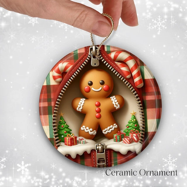 Vesco Cute Gingerbread Man Busting Out Zipper Ceramic Christmas ...