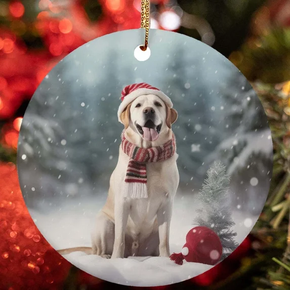 Vesco Cute Labrador Retriever Dog Santa Hat Snow Winter Christmas ...