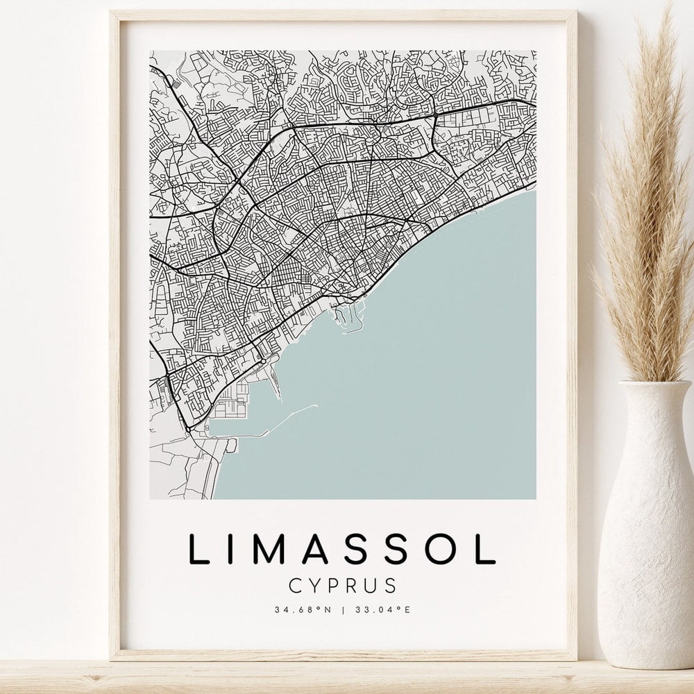 Vesco Cyprus City Map, Present Map Poster, Minimalist Art, Present ...