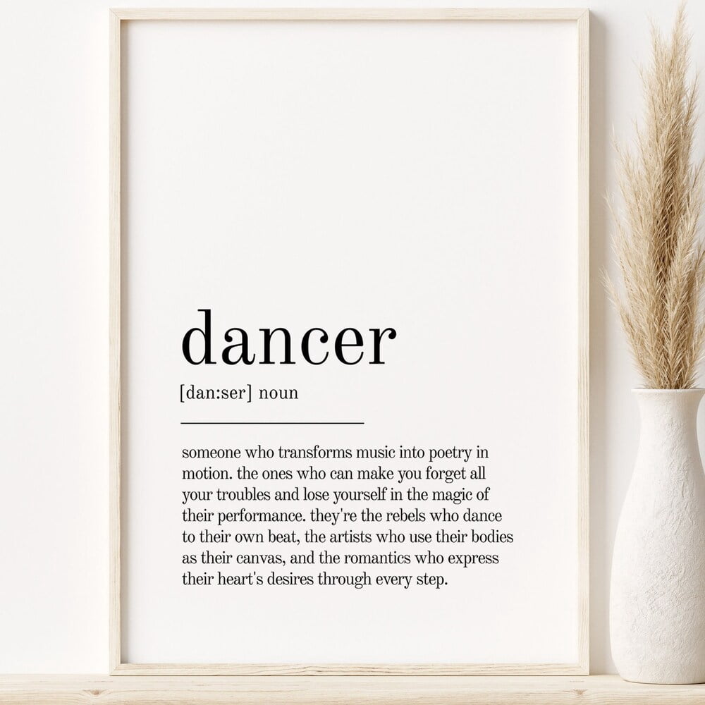 Vesco Dancer Definition Print, Wall Art Prints, Quote Minimalist Modern ...
