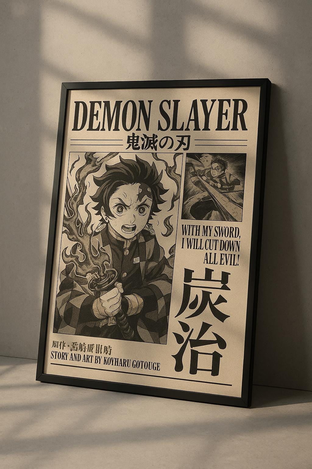 Vesco Demon Slayer Newspaper Style Poster – - Anime Wall Art - Manga ...