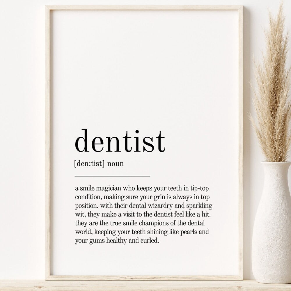 Vesco Dentist Definition Print, Wall Art Prints, Quote Minimalist, 8x12 ...