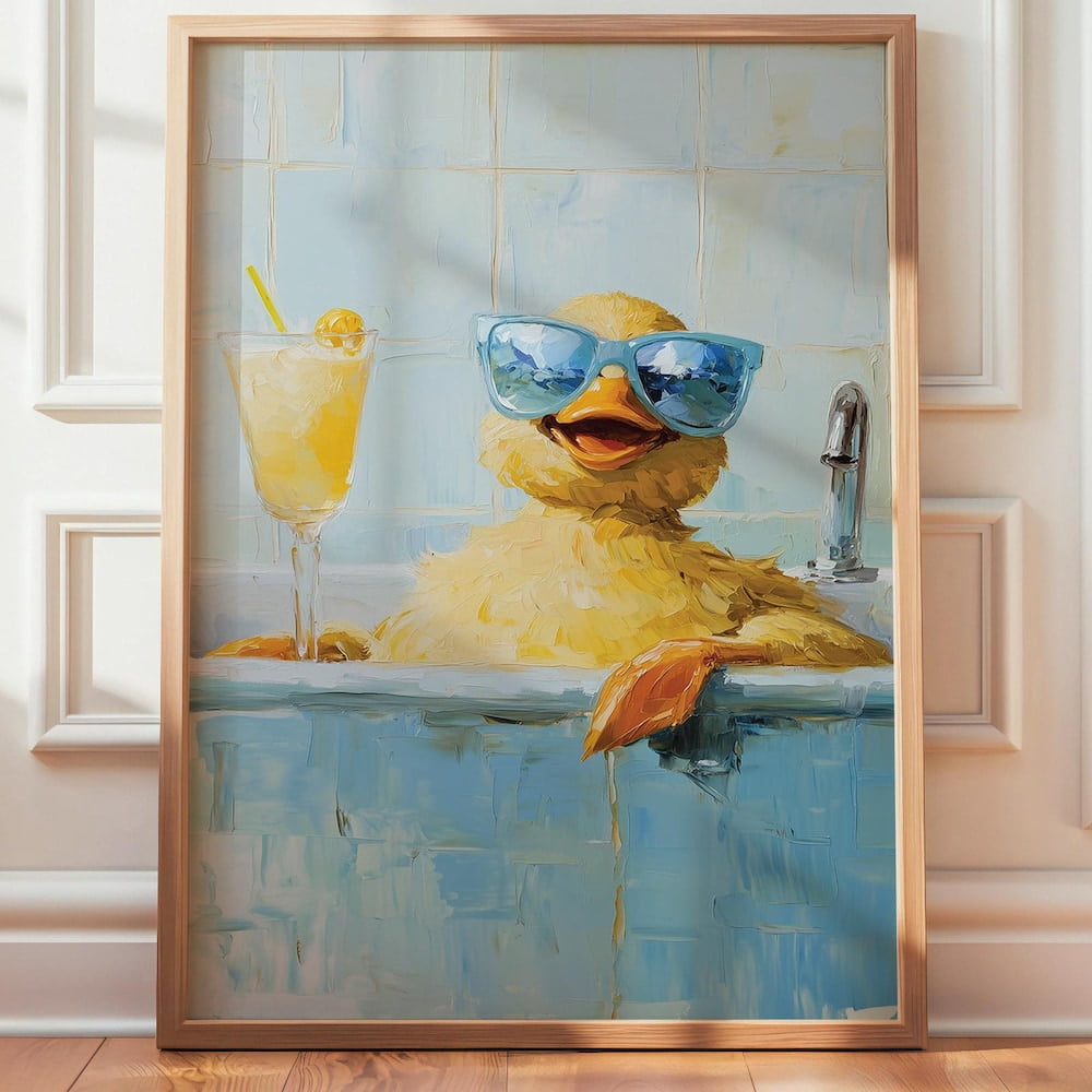 Vesco Duck Bathroom Quirky Cocktail Duck Whimsical Poster, 24x36 ...