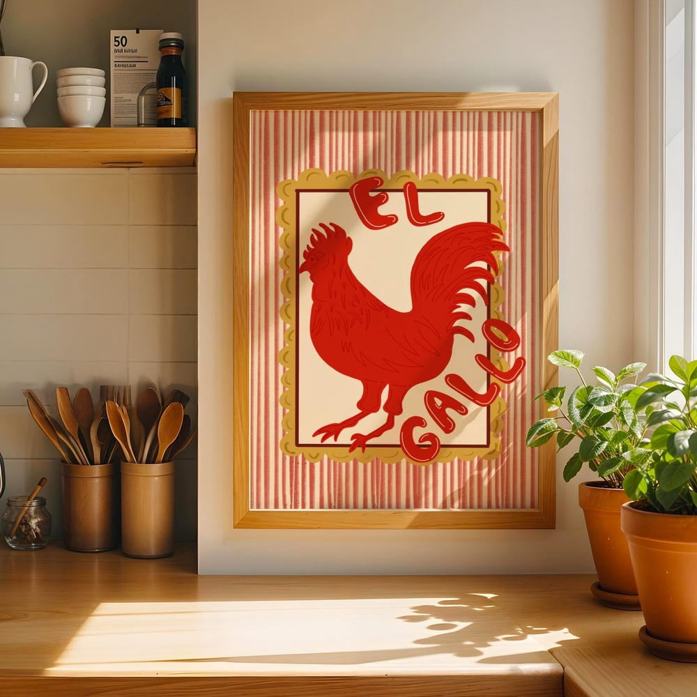 Vesco El Gallo Rooster Kitchen Vertical Retro Poster, 12x18 UNFFRAMED ...
