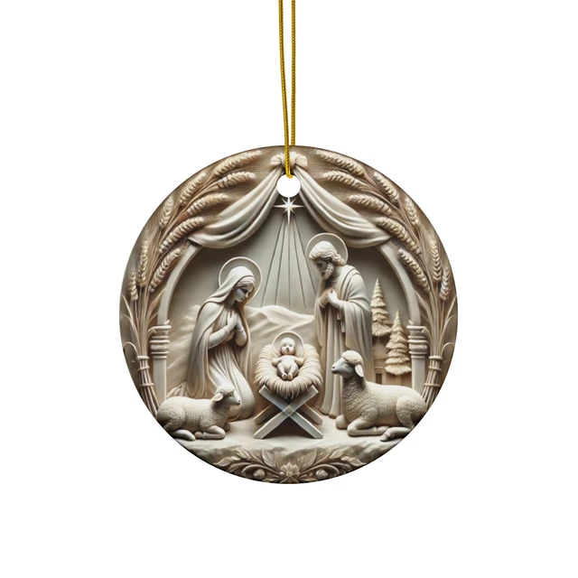 Vesco Elegant Nativity Scene Ornament with Holy Family - Printed on ...