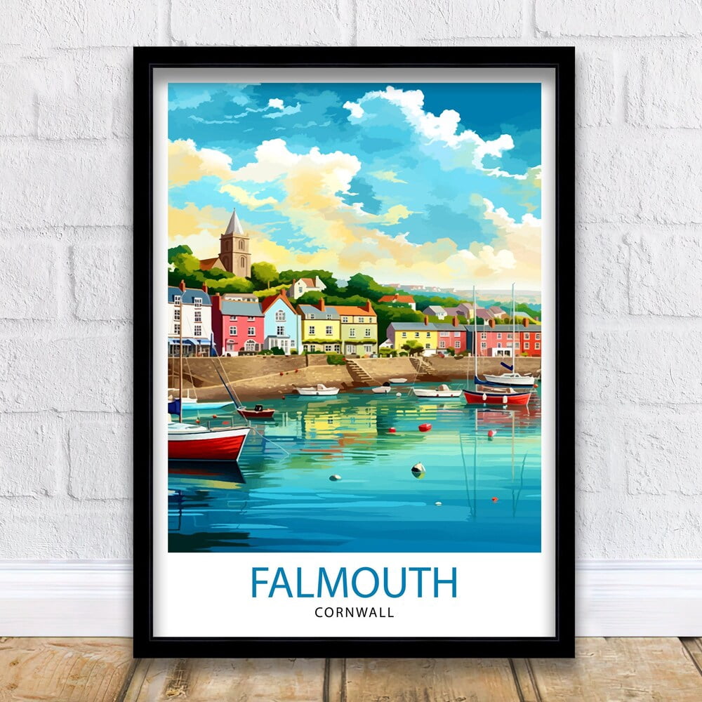 Vesco Falmouth Harbour Travel Print Falmouth Wall Decor Art Print ...