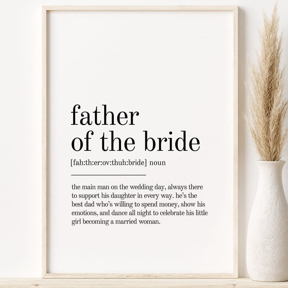 Vesco Father The Bride Definition Print, Home Decor Wall Art Print ...