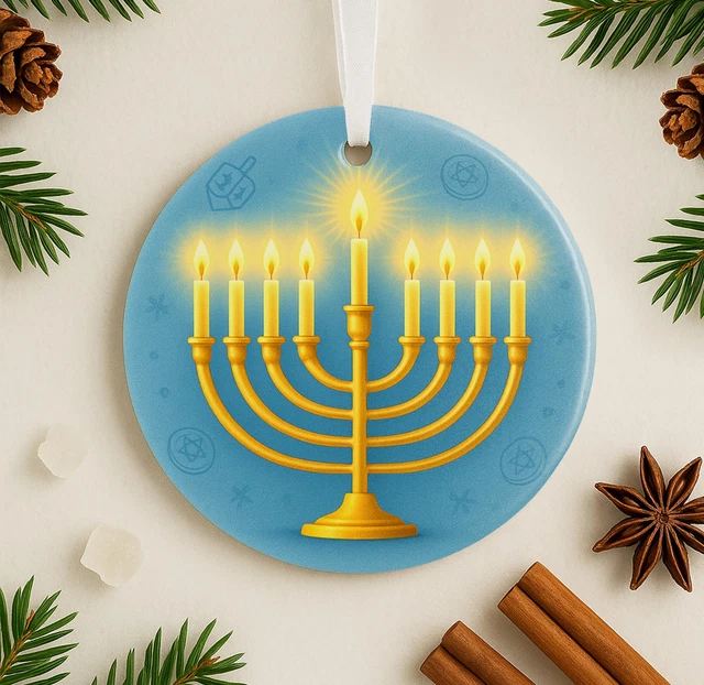 Vesco First Night Hanukkah Ornament Menorah Jewish Family Hebrew ...