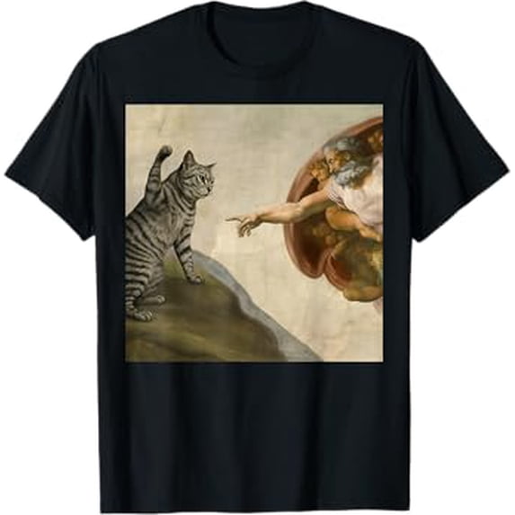 Vesco Funny Cat Meme in Creation of Adam Parody T-Shirt - Walmart.com