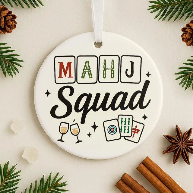 Vesco Funny Mahjong Ceramic Ornament Squad Gift Mah Jongg Tile Party ...