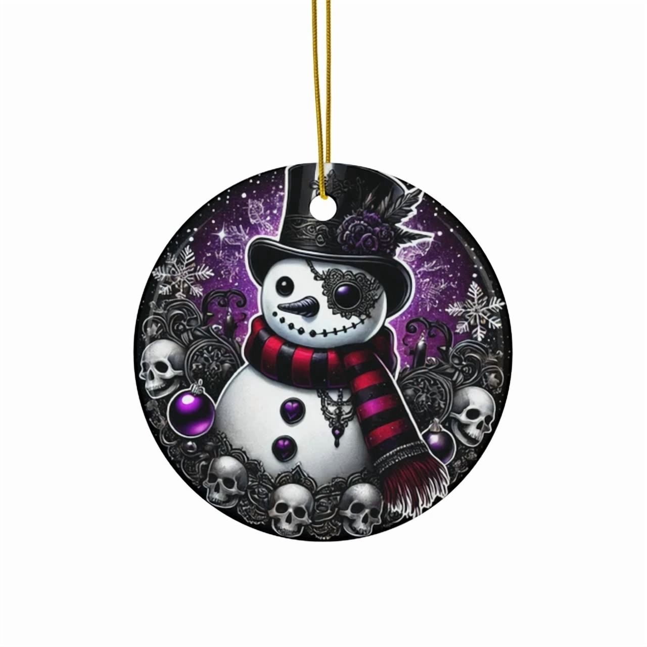 Vesco Gothic Skull Snowman Christmas Ornament – Dark Fantasy Holiday ...