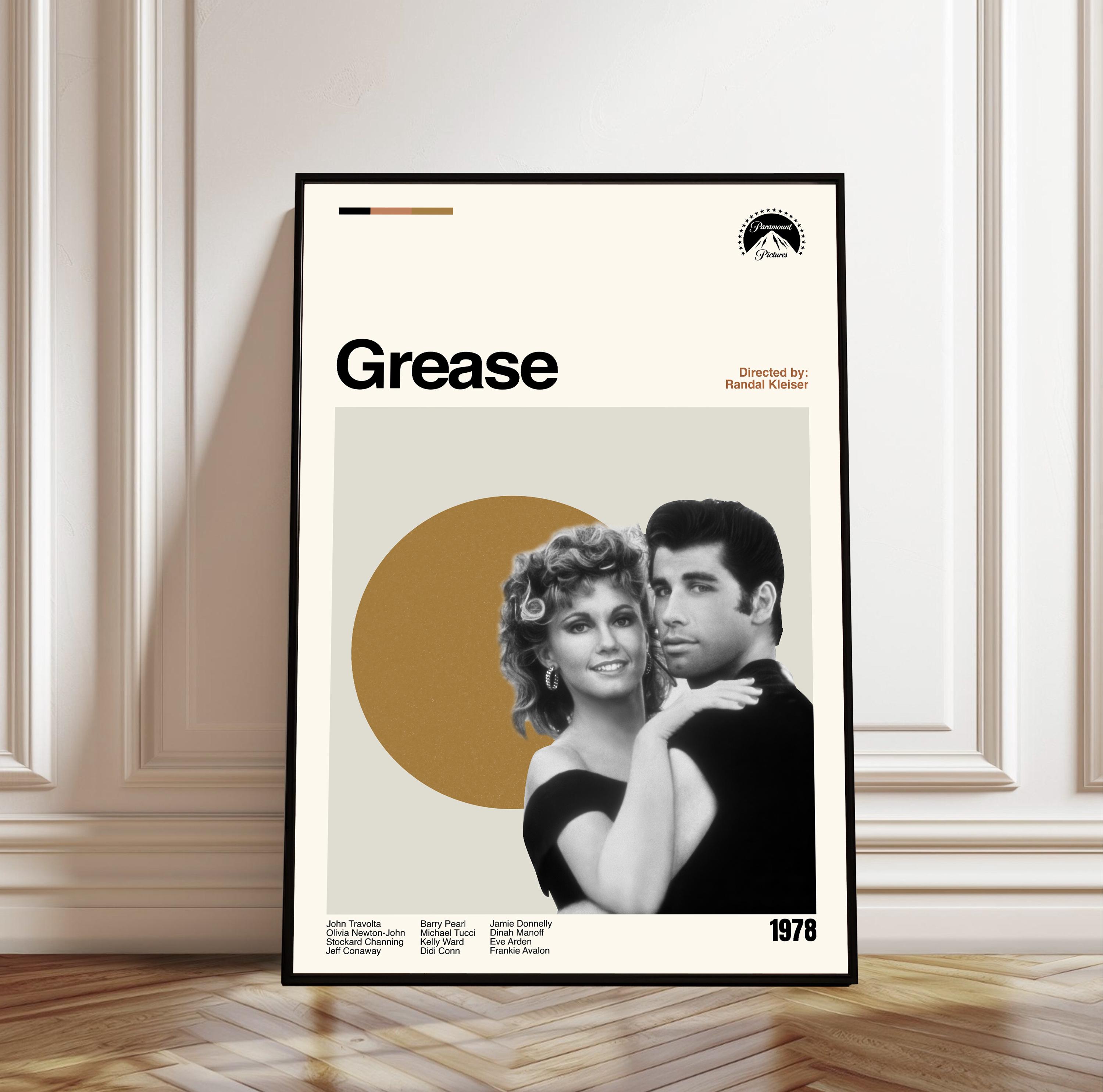 Vesco Grease Poster - Movie Poster - Midcentury Modern Art - Minimalist ...