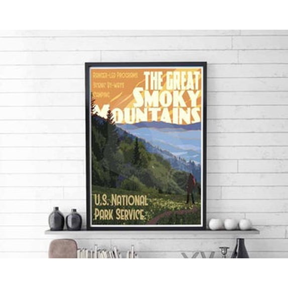 Vesco Great Smoky Mountains National Park Art Print, Vintage Smok, 8x12 ...