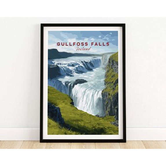 Vesco Gullfoss Falls Poster: Icelandic Waterfall Nordic Nature, 8x12 ...