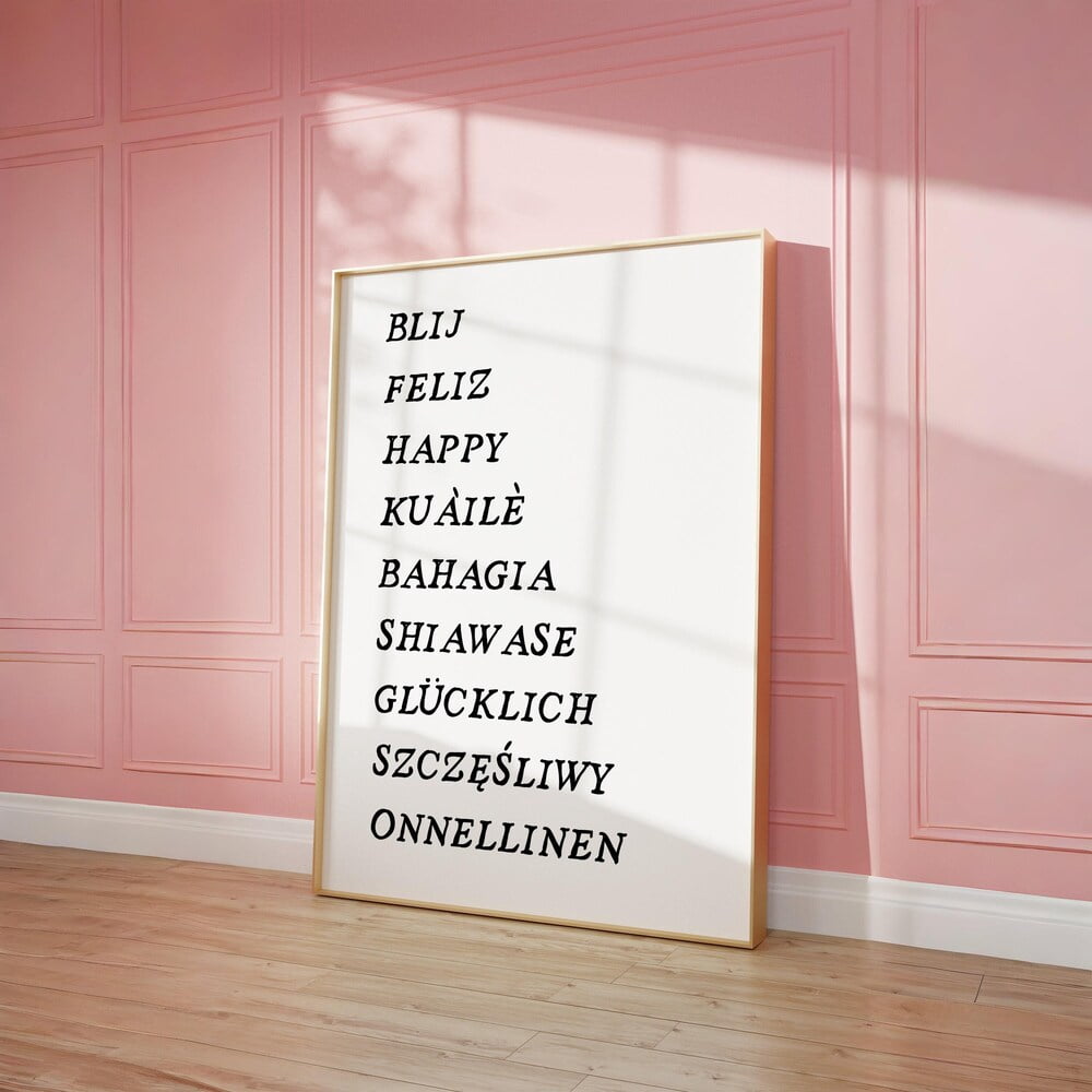 Vesco Happy Print, Different Languages Poster, Aesthetic Typography ...