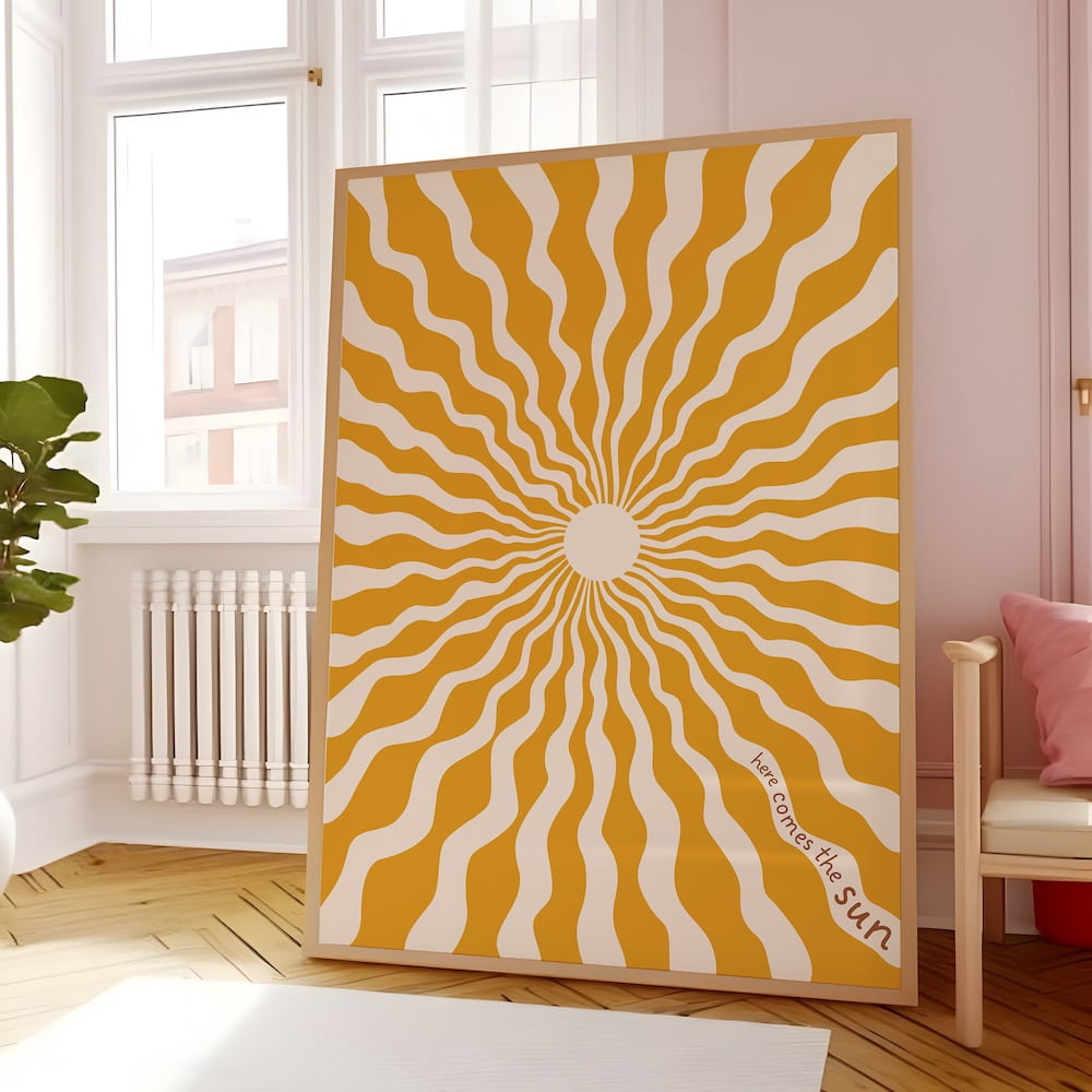 Vesco Here Comes The Sun Print Wavy Retro Wall Art, Uplifting Positive ...