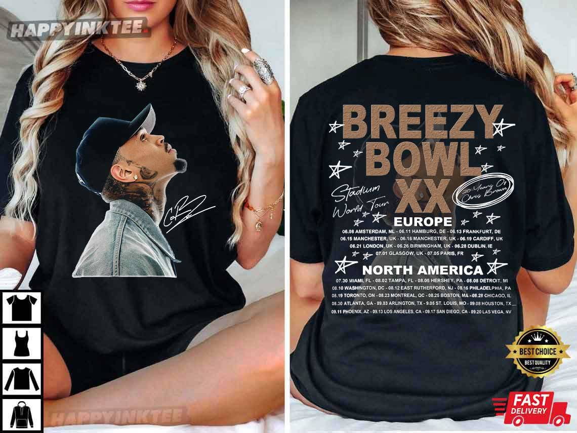 Vesco Hot Trending Chris Brown Breezy Bowl Xx Tour 2025 Merch T-Shirt ...